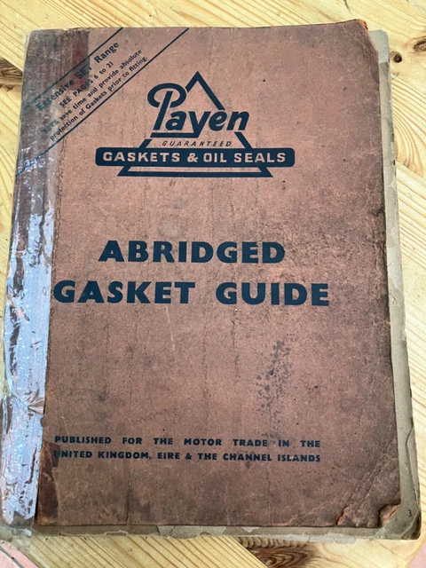 VINTAGE CAR LORRY & bike Payen gasket & oil seal application book 1920 ...