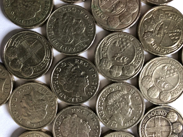 OLD ROUND £1 One Pound Coin Capital Cities Rare Edinburgh Cardiff ...