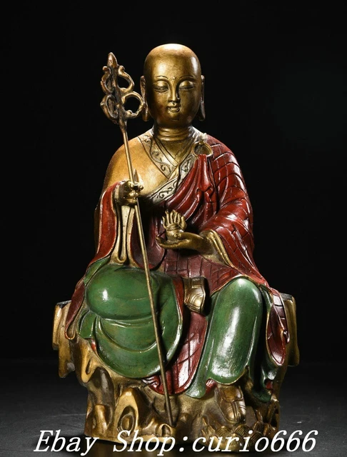 OLD TIBET PURE Copper Painting Tang Seng Ksitigarbha Boddhisattva ...