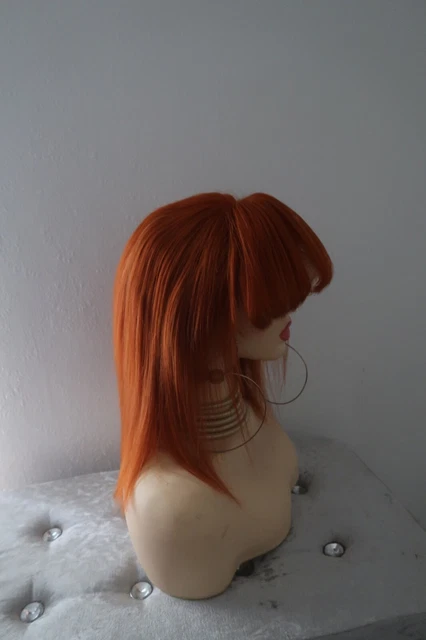 LILAH GINGER ORANGE fringe long straight European 100% human Hair lace ...