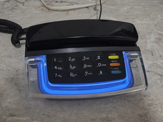 RADIOSHACK KRYSTALITE BLUE Neon Push Button Landline Phone Vintage ...
