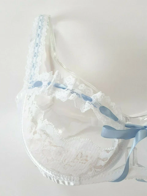 SHIRLEY OF HOLLYWOOD White Peek-a-Boo Open-Cup Bra Size 36 Women ...