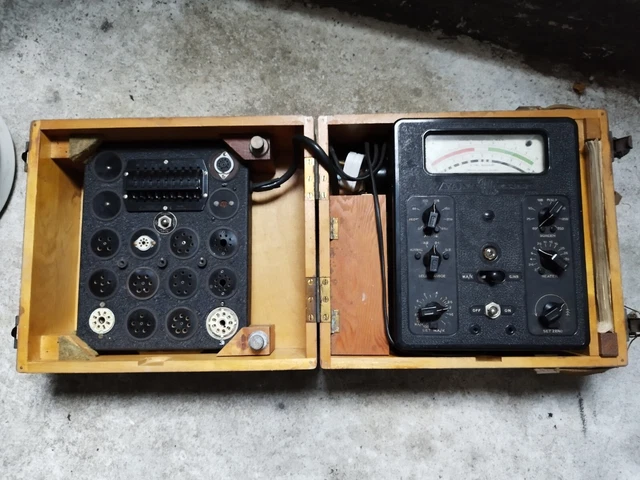AVO VALVE TESTER 2 panel in original wooden box ex MOD vintage valve ...