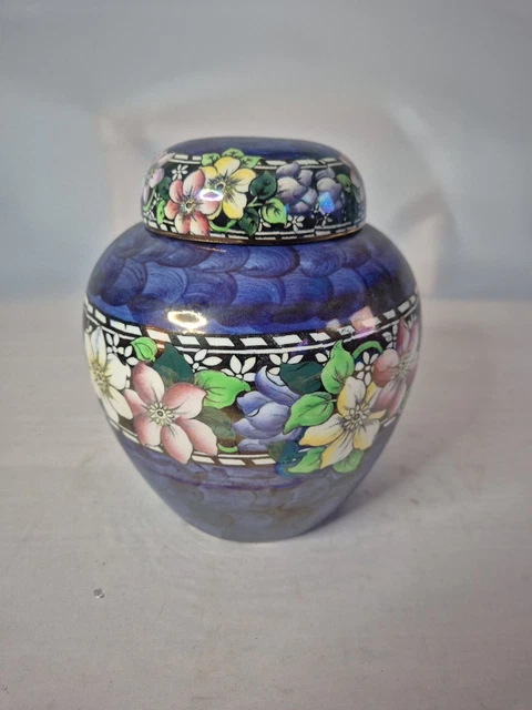 MALING BLUE LUSTRE 'Garland' Ginger Jar With Lid 7" £35.00 - PicClick UK