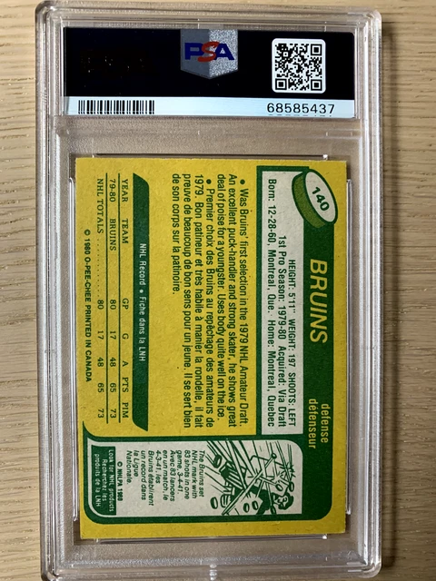 1980 O-PEE-CHEE #140 Ray Bourque Bruins ROOKIE HALL-OF-FAME PSA 7 - NM ...