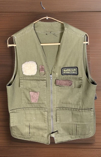 BARBOUR FLY FISHING Gilet Men’s Medium Khaki Green Vest D Ring ...