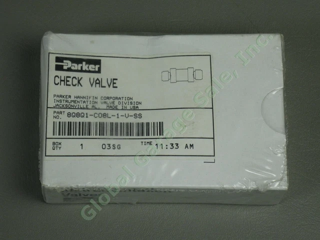 PARKER CO SERIES Inline Check Valve 8Q1-CO8L-1-V-SS 1/2" UltraSeal ...