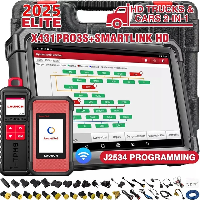 LAUNCH X431 PRO3S+ Smartlink HD Car Heavy Duty Truck Full System ...