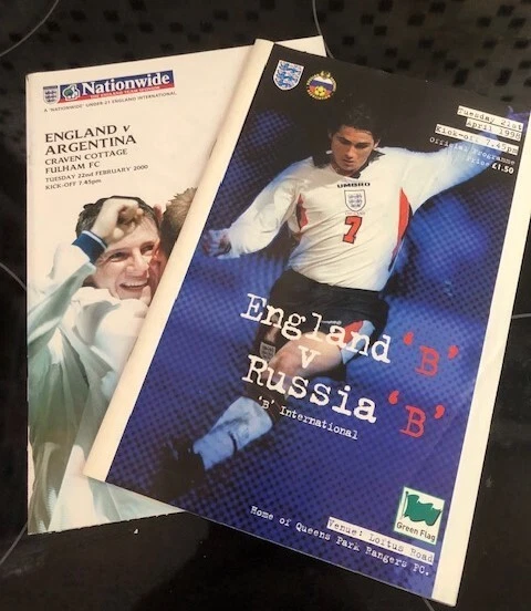 2 ENGLAND FOOTBALL Programmes from 1998 & 2000 £1.50 - PicClick UK