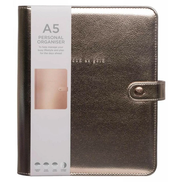 WHSMITH UNDATED A5 Metallic Rose Gold Soft Touch Faux Leather Personal ...