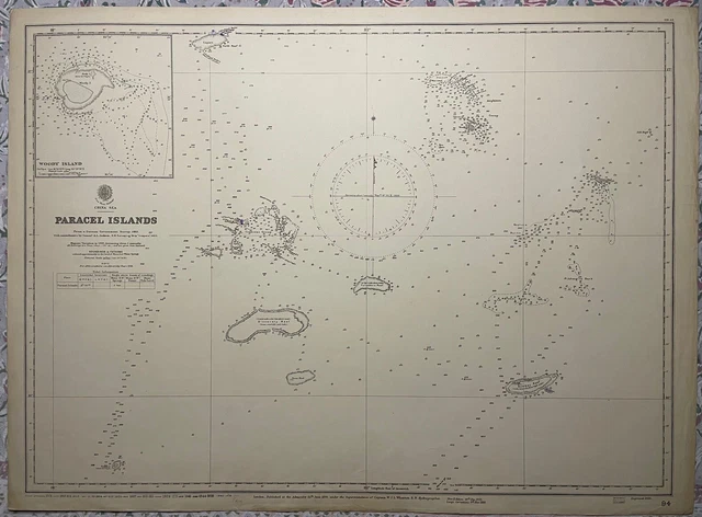 RARE ADMIRALTY CHART Map 94 South China Sea Paracel Islands 1885 (1944 ...
