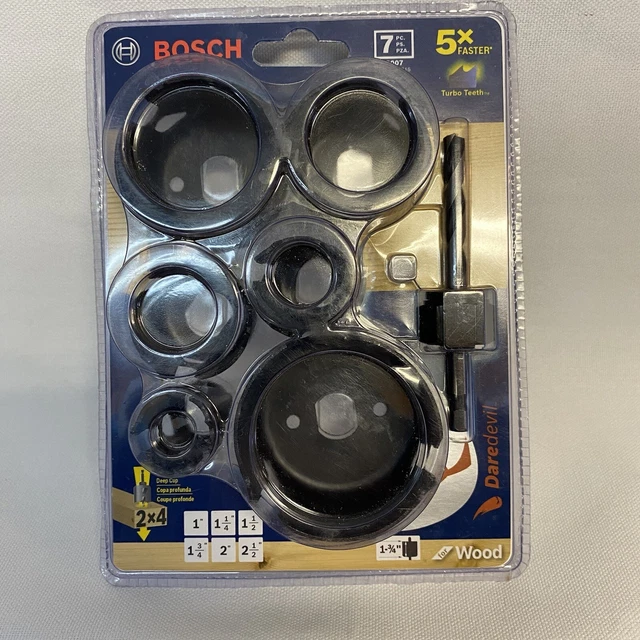 1 BOSCH HCD007 Wood Hole Saw Set 7 Piece Power Drill Tool Drilling Kit B2 15.00 PicClick