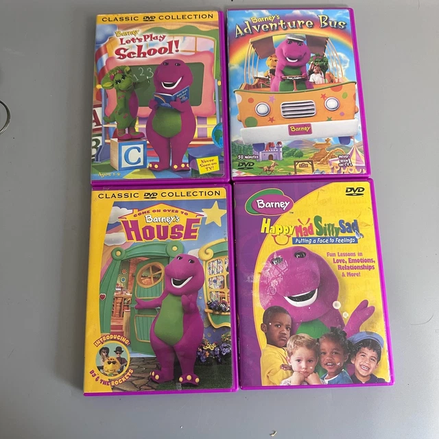 BARNEY DVD LOT of 4 Barney's House Let's play school Adventure Bus ...