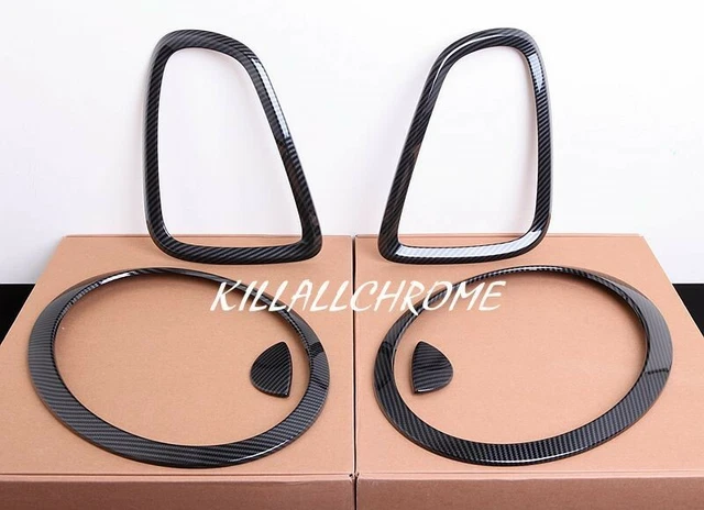 MINI R59 FRONT Headlight & Rear Tail Light Covers Piano Carbon Look ...