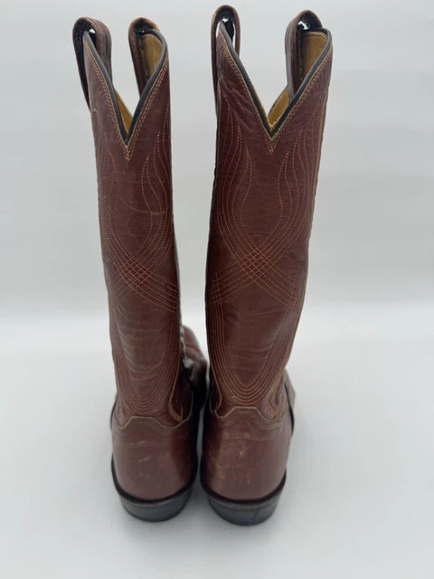 TONY LAMA MEN'S Leather Cowboy Boots Brown, Round Toe, Size 9.5 B Style ...