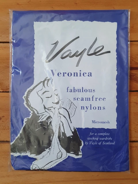 VINTAGE VAYLE VERONICA Seamfree Nylon Micromesh Stockings 1950s - 10.5 Townsmoke EUR 14,88 ...