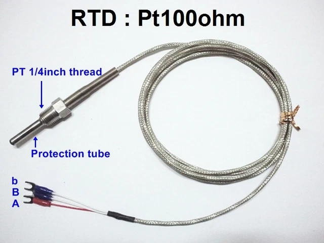 RTD PT100OHM TEMPERATURE sensor PT 1/4'' Thread 30mm length 7.55ft(2 ...