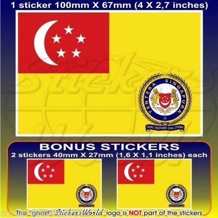SINGAPORE SINGAPOREAN ARMY Flag ASIA Vinyl, Decal Sticker 4" (100mm) x1 ...