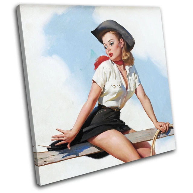 VINTAGE GIRL POSTER Sexy Retro Pin-ups SINGLE TOILE murale ART Photo ...