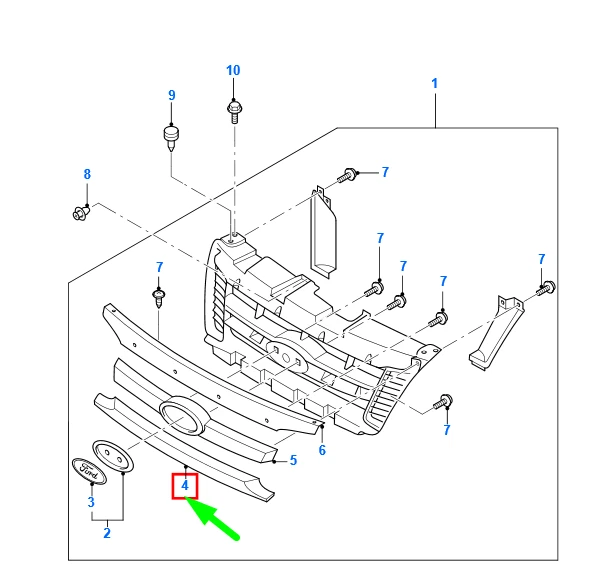 NEW FORD RANGER Mk3 Radiator Grille Lower Moulding Trim 4980618 Genuine ...