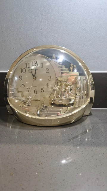 VINTAGE CITIZEN/RHYTHM QUARTZ Motion Half Moon Mantle Clock with Angels ...