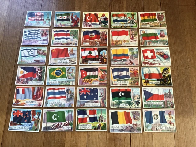 30 A&BC FLAGS of the World cards large size 95mm x 66mm all different ...