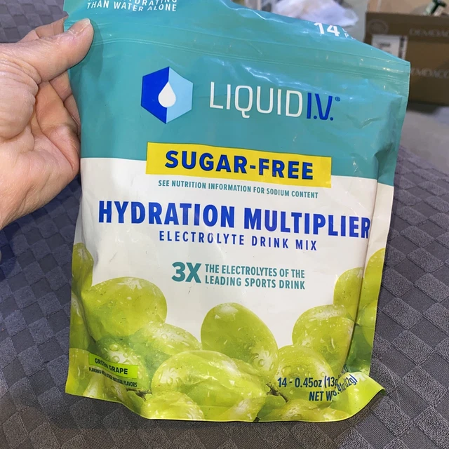 LIQUID IV-SUGAR-FREE-GREEN GRAPE Electrolyte Hydration Multiplier 14 ...
