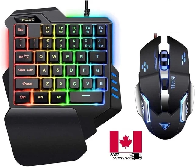 ONE HANDED KEYBOARD and Mouse Gaming Combo for PC/Laptop/Switch/PS4,35 ...