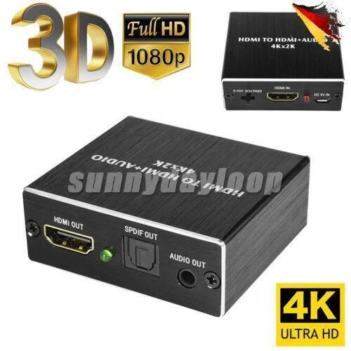 ESTRATTORE AUDIO 4K* 2k/3D HDMI splitter convertitore in HDMI+SPDIF ottico 3,5 mm EUR 11,53 ...