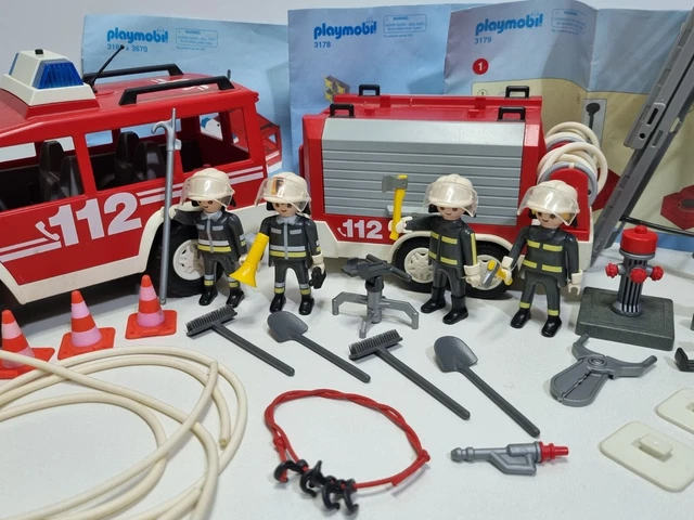 PLAYMOBIL 3181 3178 3179 Fire Equipment Lot Car Trailer Firefighter ...