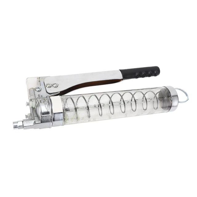 HEAVY DUTY LEVER Action Grease Sprayer 900CC Transparent Dual Gear Anti ...