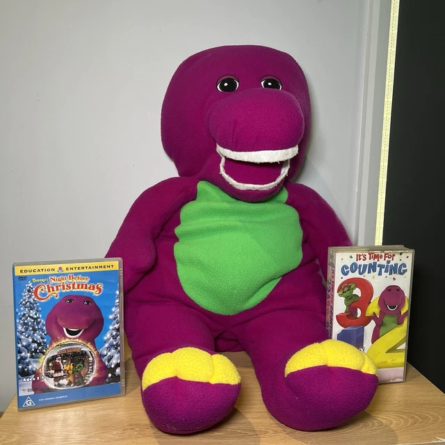 LARGE BARNEY PURPLE Dinosaur Vintage 24” Plush & DVD + VHS Bundle 1990 ...