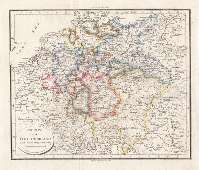 GERMANY DEUTSCHLAND DEUTSCHES Reich map Karte engraving Kupferstich ...
