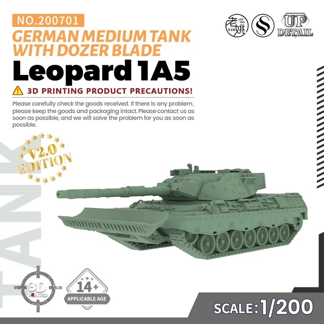 1/200 MILITARY MODEL Kit German Leopard 1A5 Medium Tank With Dozer ...