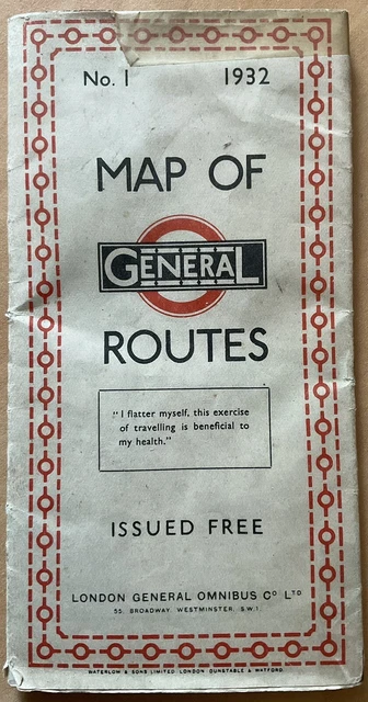 1932 NO.1. MAP of London General Omnibus / Bus Routes London ...