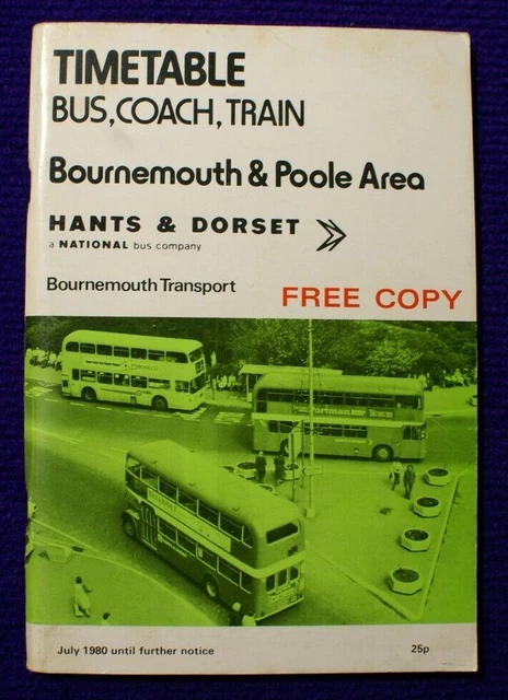 HANTS DORSET BOURNEMOUTH Poole Bus Coach Train Timetable Route Map July ...
