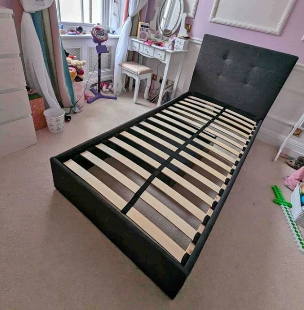 SINGLE SPRUNG SLATTED Bed With Storage + IKEA Valevag Pocket Sprung ...