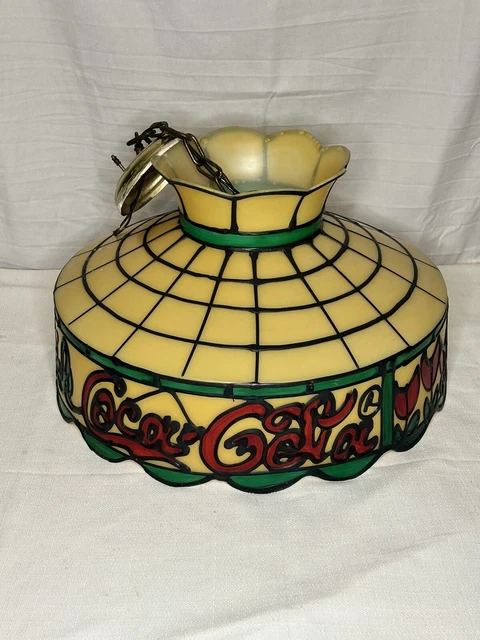 VINTAGE COCA-COLA POOL table / man cave Tiffany Style Hanging LIGHT ...
