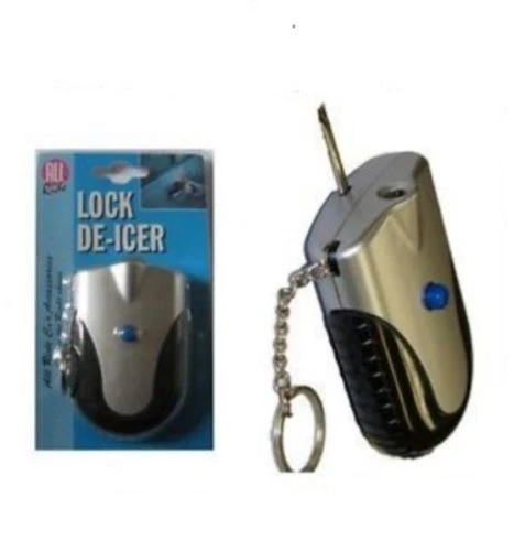 LOCK DE ICER Hot Key De-Icer Keyring With Torch Car Van Door Padlock ...
