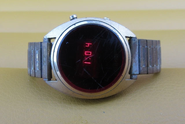 MERCURY TIME LED Digital Retro base metal gold 1976 retro DOW Quartz ...