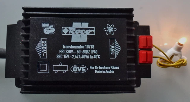 ROCO 10718 Trafo, Transformator 230V 40 VA, 15V= 2,67A, i.O. getestet ...