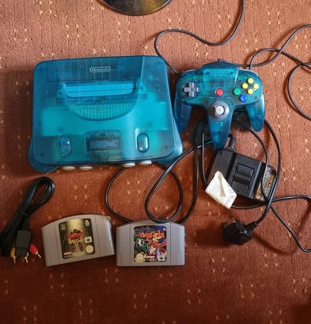 RARE NINTENDO 64 N64 Ice Blue Funtastic Console with Controller plus 2 ...