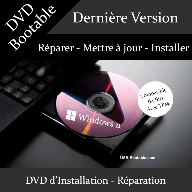 DVD BOOTABLE DE Réparation Windows 11 avec TPM + Guide d'utilisation ...