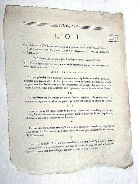 LIVRE ANCIEN PEINES Cultivateurs Grains Réquisition Révolution ...