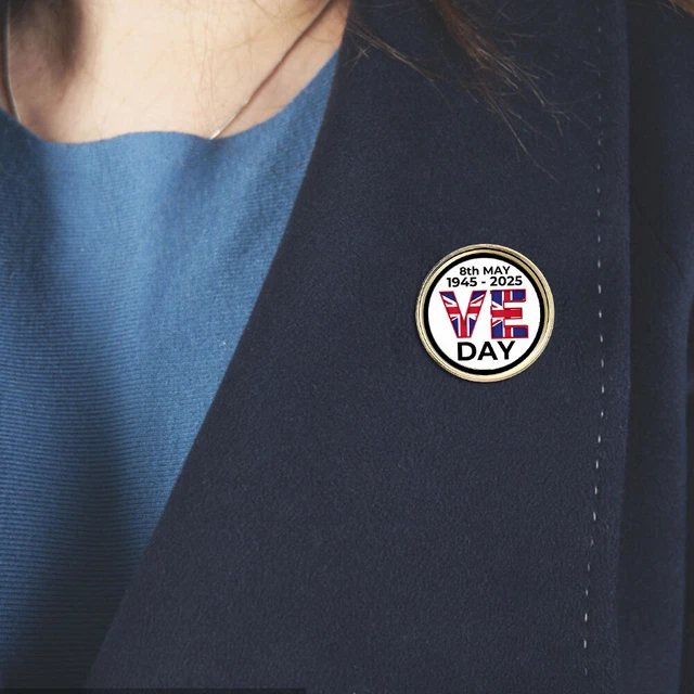 AU VE DAY 80th Anniversary 1945-2025 Lapel Pin Badges Round Aolly for ...