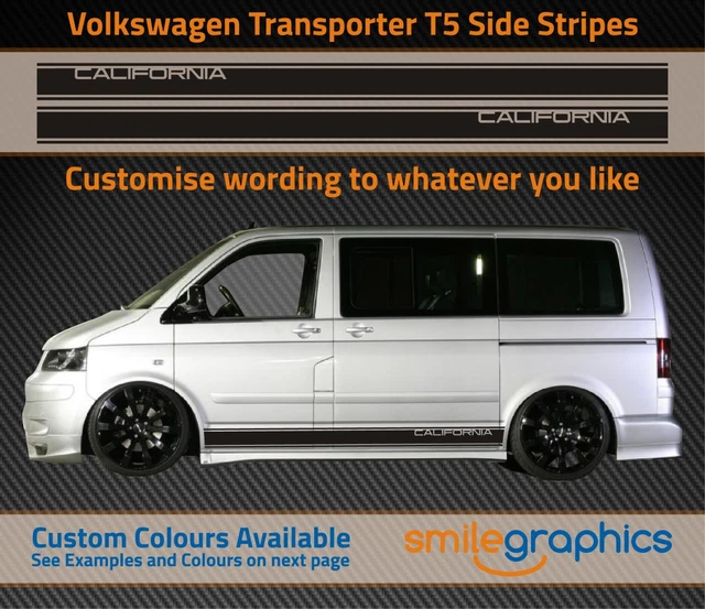 VW TRANSPORTER T5 T6 California Stripes Black - Other colours available ...