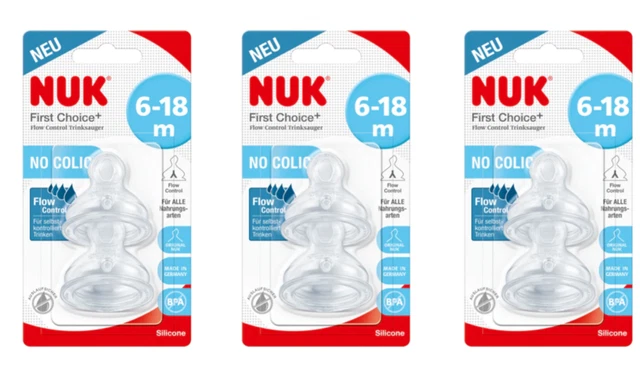 NUK FIRST CHOICE Plus Flow Control 6 x Silikon-Trinksauger alle ...