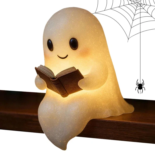 GHOST READING BOOK Lamp Halloween Ghost Night Light 3D LED Night Light ...