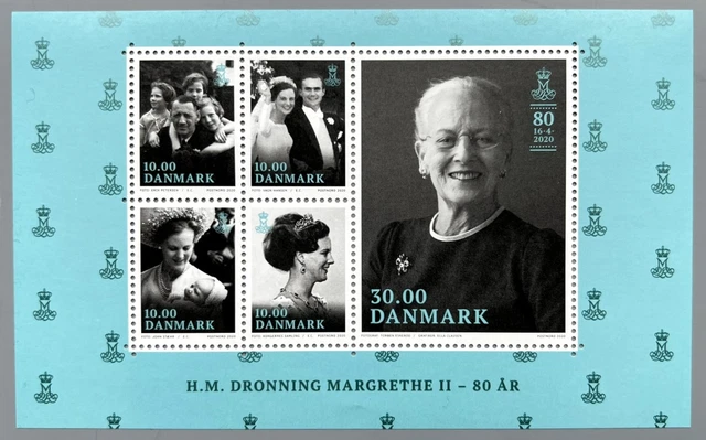 DÄNEMARK 2020 BLOCK - Königin Margrethe II 80 Jahre - postfrisch, Mi.Nr ...