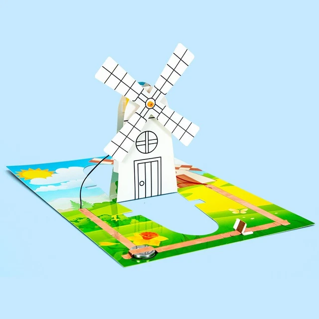 SCIENCE EXPERIMENT DIY Windmill Paper Circuit Kids Stem Creative Craft ...